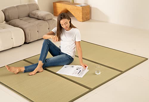MustMat Tatami Mat Rush Grass Tatami Mattress Japanese Traditional Foldable (Full_xl-55"x82")