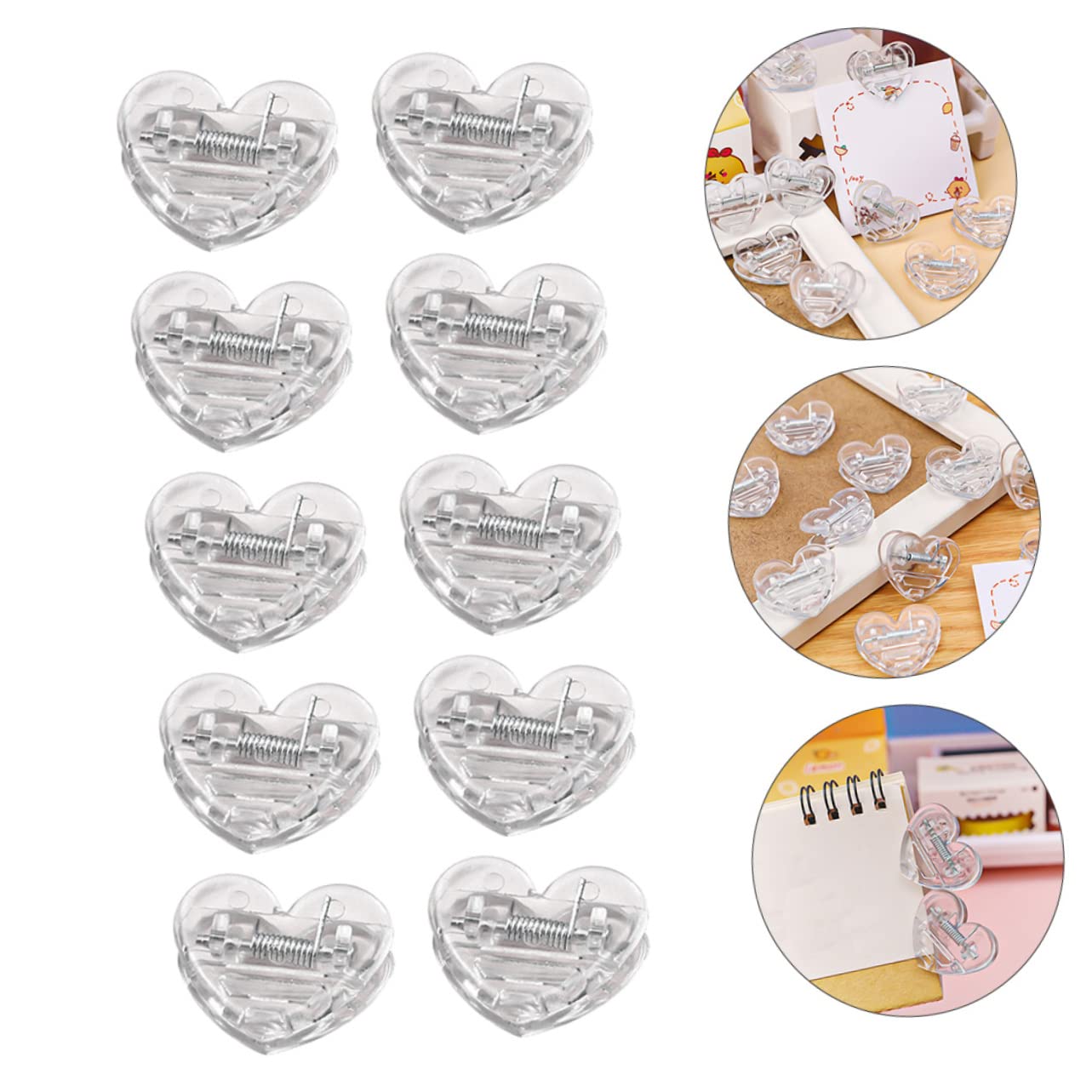 Ciieeo 20pcs Transparent Love Clip Heavy Duty Bag Clips File Paper Clamps Money Binder Clips Multipurpose Bag Clips Drawing Board Clamps Mini Chips Plastic Multifunction Girl Paper Clip