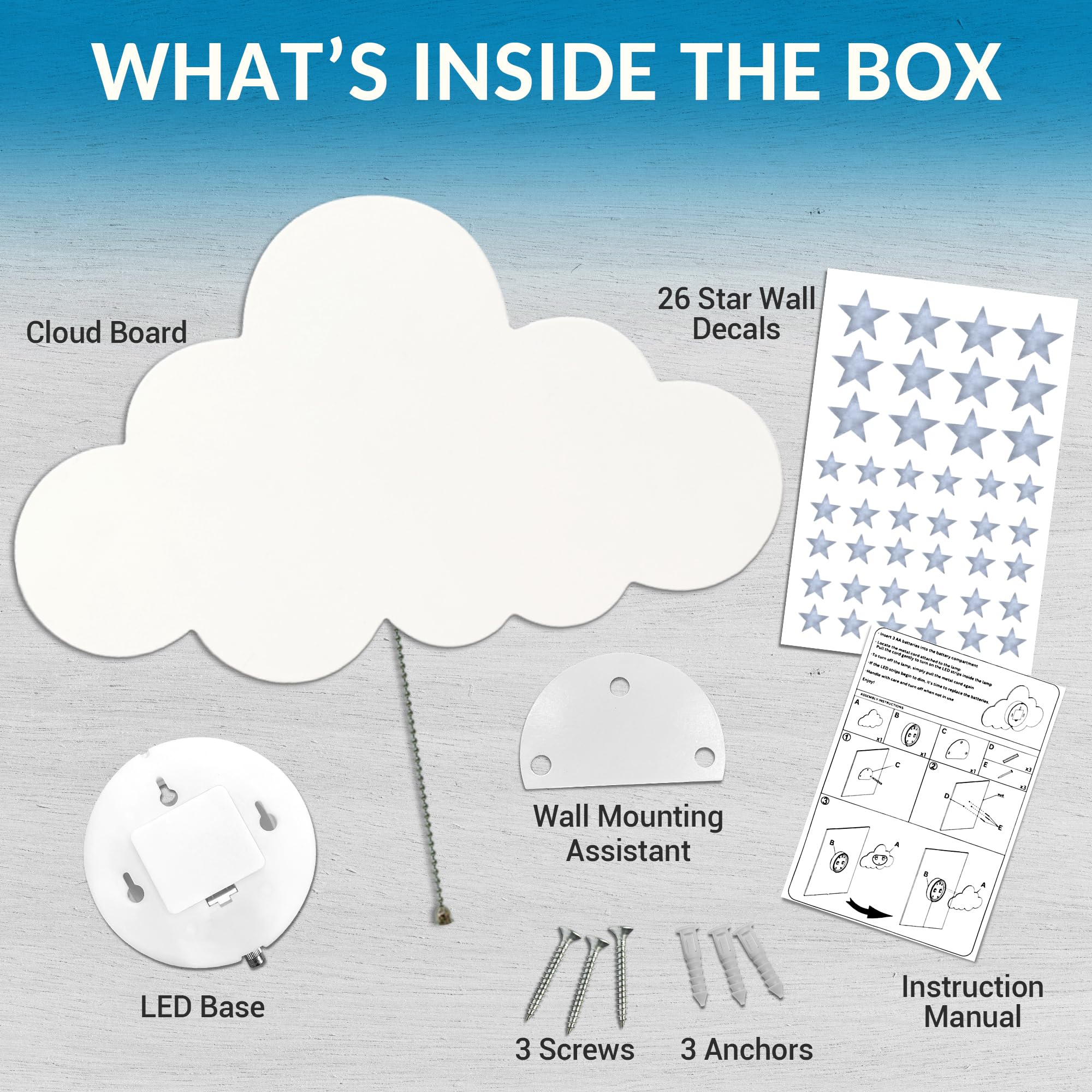 Cloud Light - Floating Cloud Wall Lamp For Nursery | Cute Floating Cloud Lamp For Kids Bedroom | Battery-operated Hanging Cloud Night Lights | Cloud Lights For Bedroom | Cloud Lamp For Baby Nursery
