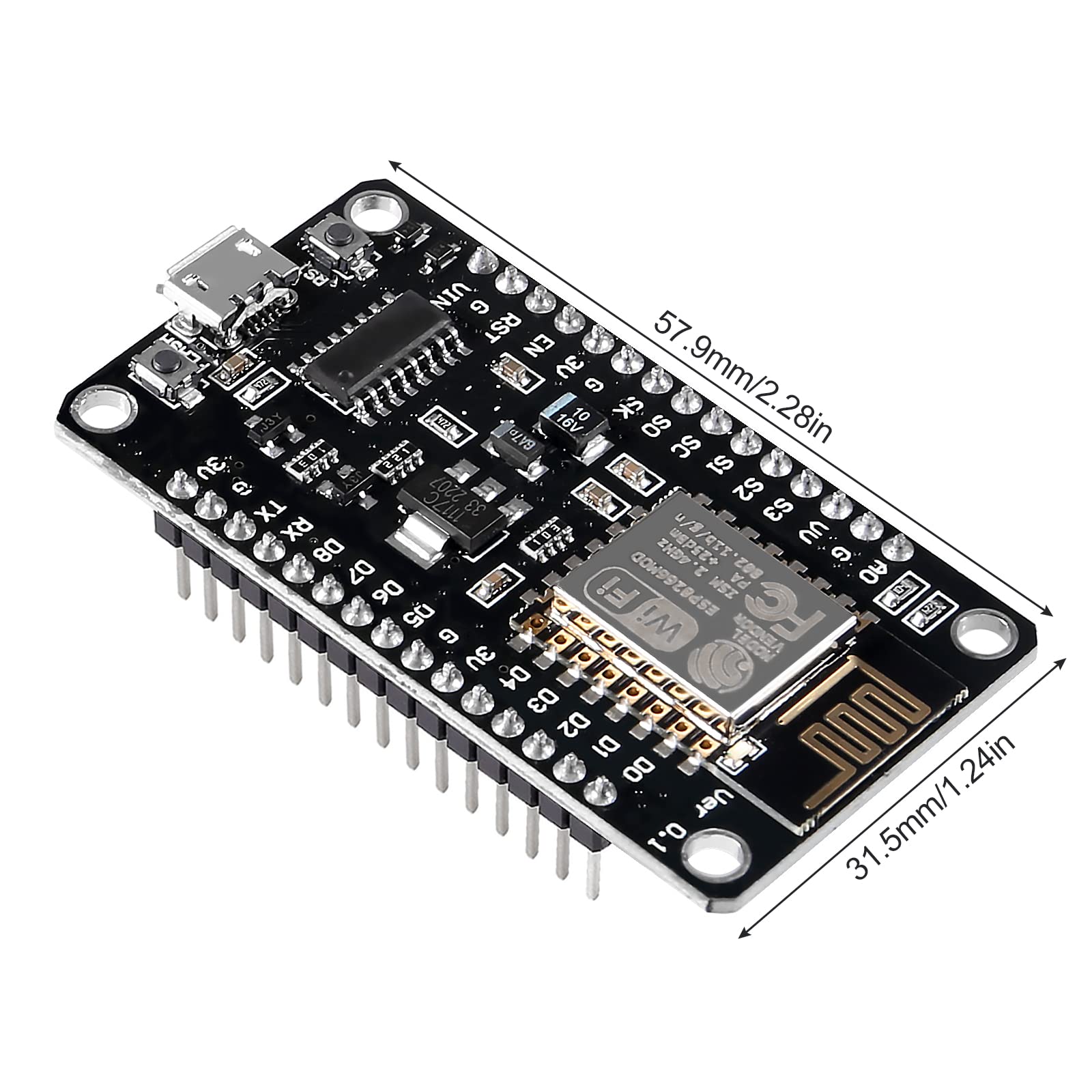 Diitao 6PCS ESP8266 NodeMCU LUA CH340 Flash Serial Wireless Module CP2102 4M Bytes ESP-12E WiFi Internet Development Board