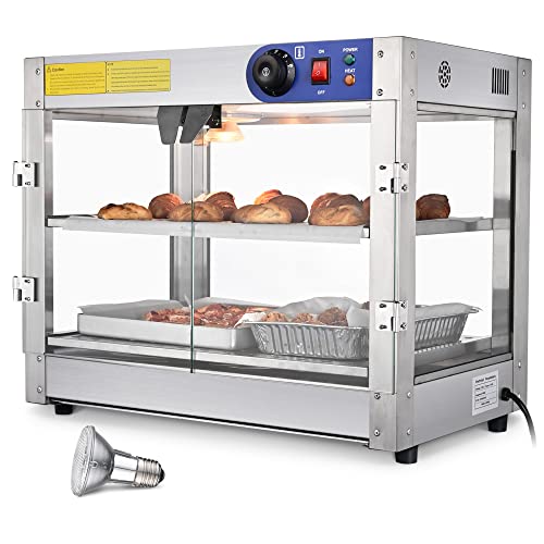 WeChef Commercial Food Warmer 2-Tier 110V Countertop Food Pizza Warmer 750W 24x15x20 Pastry Display Case