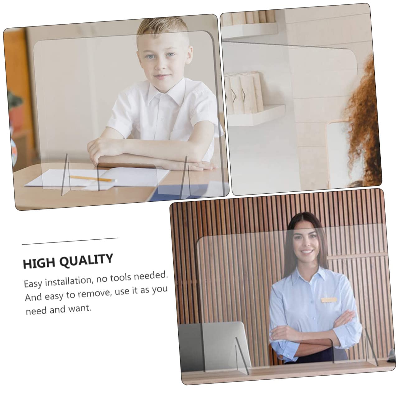 Ciieeo Acrylic Partition Desktop Divider Sneeze Guard Privacy dividers clamp on Desk Sneeze Screen Separator Desk partitions Desk Divider Panels Acrylic Table Counter Foreign Trade Office