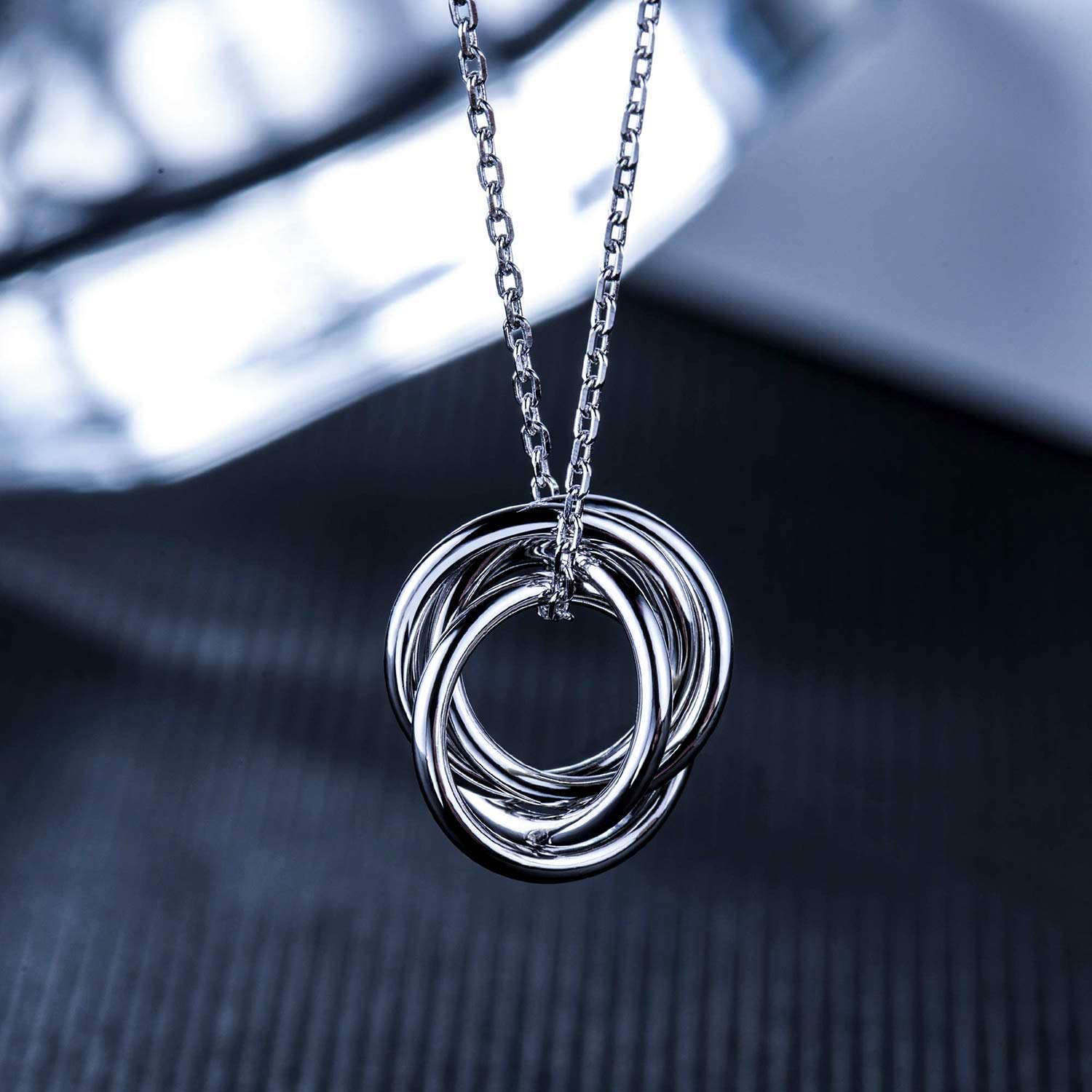 CHICLOVE Four Generations Necklace for Great Grandmother - Sterling Silver Four Circles Generation Necklace Gifts for Great Grandma (Four Generation Necklace)
