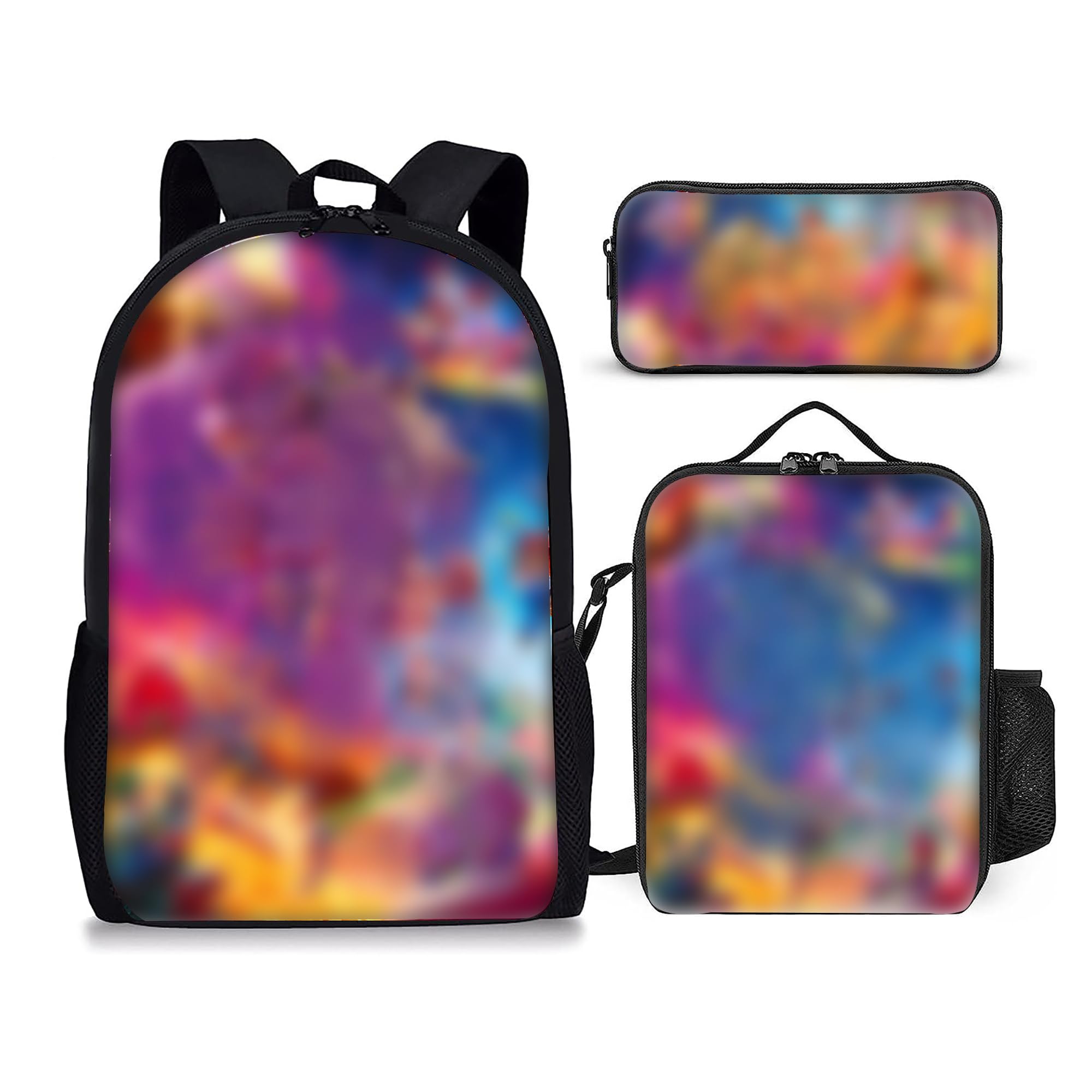 Cartoon Super Bros Backpack Set with Lunch Box Pencil Case 3 Piece Anime Theme Lightweight Durable Laptop Bag Cute Bookbag Lightweight Durable Travel Computer Bag