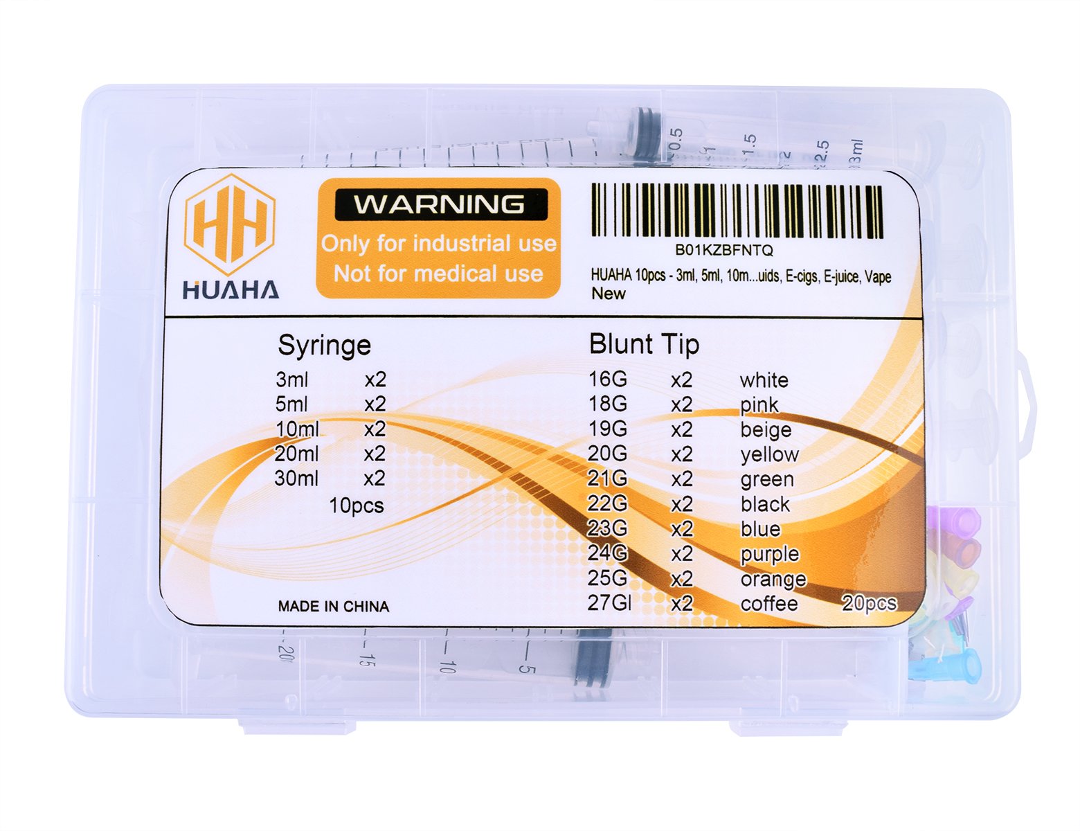 Needle with Syringe Set-10pcs 3ml,5ml,10ml,20ml, 30ml Indutrial Syringe with 20pcs Different Size 1/2" Stainless Blunt Tip Needle Great