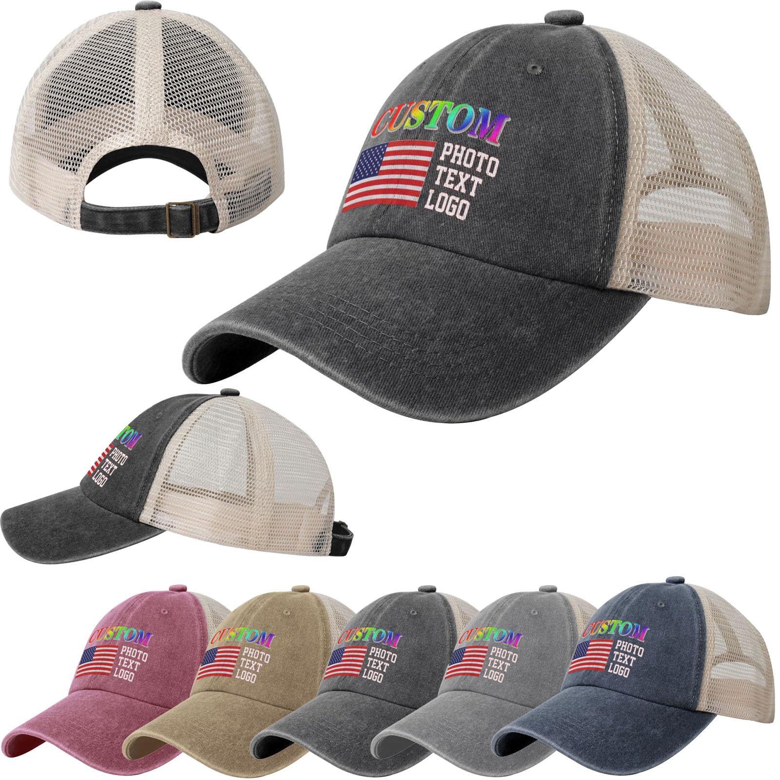 Custom Hat Custom Baseball Cap Personalized Design Your Photo/Text/Logo, Adjustable Men's and Women's Truck Driver Custom Hat
