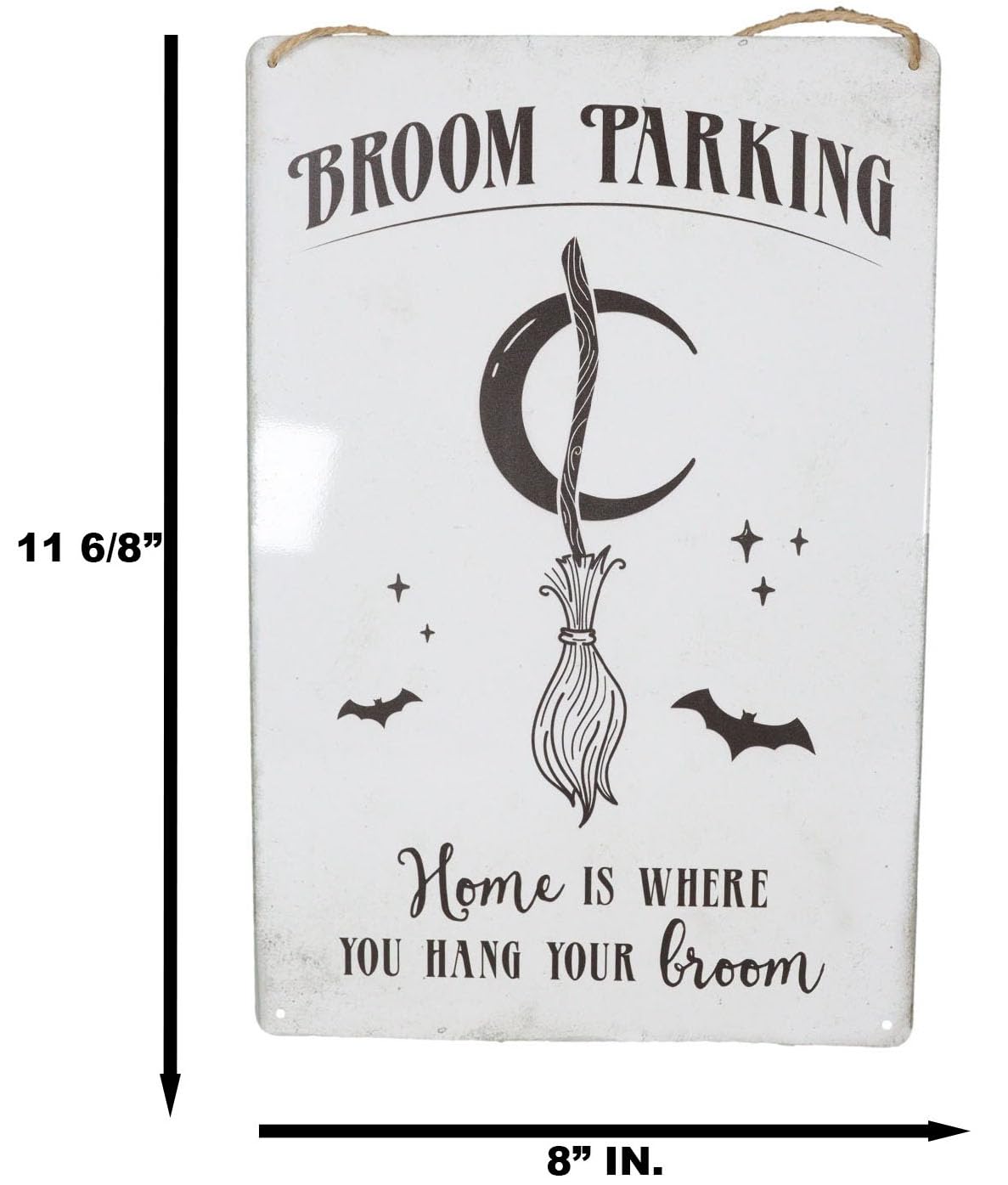 Ebros Gift Halloween Witchcraft Wicca Occult Witch Broom Parking Home Is Where You Hang Your Broom Bats Stars And Crescent Moon Wall Hanging Sign Plaque Kitchen Home Decorative Signs