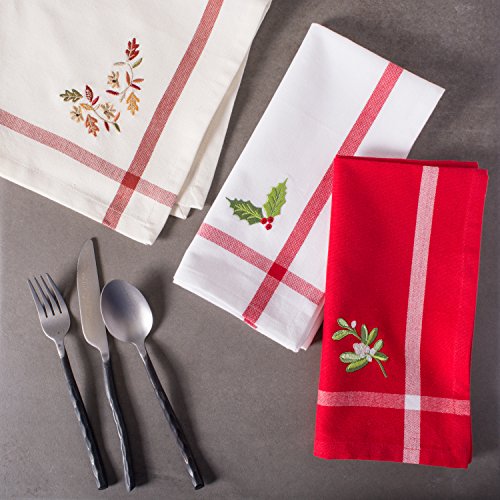 DII Thankful Autumn Collection Fall Tabletop Decoration, Square Napkin Set, 20x20, Falling Leaves, 6 Piece