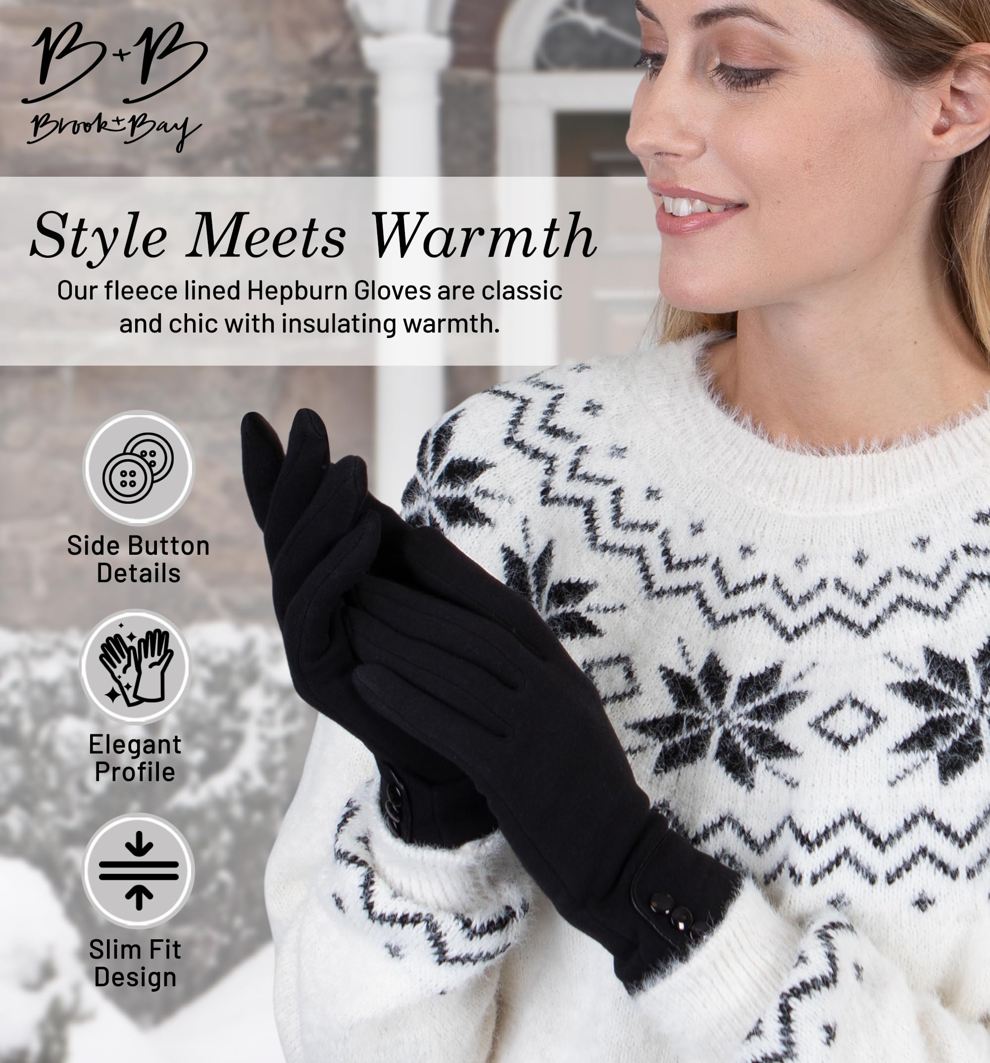 Brook + Bay Women's Gloves for Cold Weather - Women's Gloves w/Touchscreen Fingers - Fleece Gloves for Women - Texting Glove