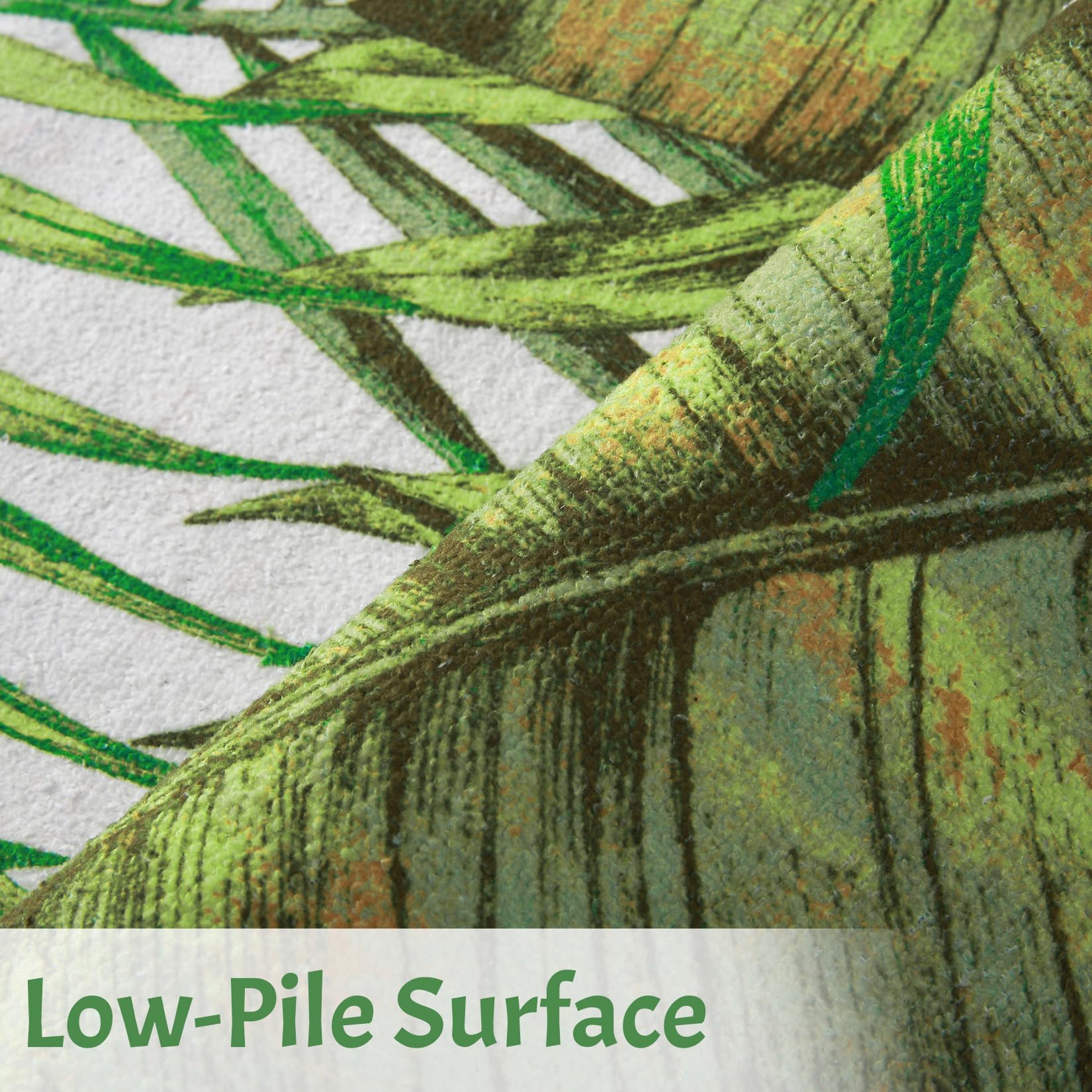 CAREMEE 8x10 Washable Area Rug Palm Tree Leaf Area Rug Indoor Throw Carpet Rug Non Slip Low Profile Non-Shedding Large Area Rug Thin Rug for Living Room Bedroom Kitchen, 8'x10' Green