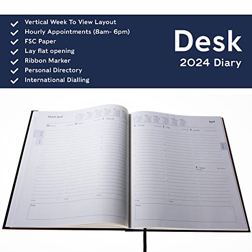 Collins Debden Collins Standard Desk 2024 Diary Quarto Week to View Business Diary (Appointments) - Business Planner and Organiser - January to December 2024 Diary - Weekly - Blue - A36.60-24