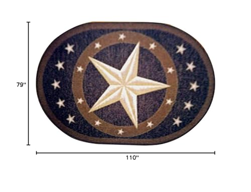 Furnish my Place 800 Texas Star Cowboy Area Kids Rug for Playroom, Bathroom & Kindergarten Classroom, Floor Mat, Texas Western Star Rustic, Multicolor (6'7"x9'2" Oval)