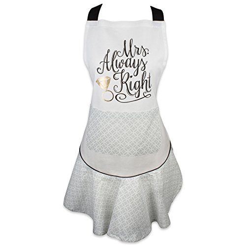 DII Women's Spring & Summer Apron Collection Adjustable, Two Large Pockets & Extra Long Ties, One Size Fits Most, Mrs. Always Right