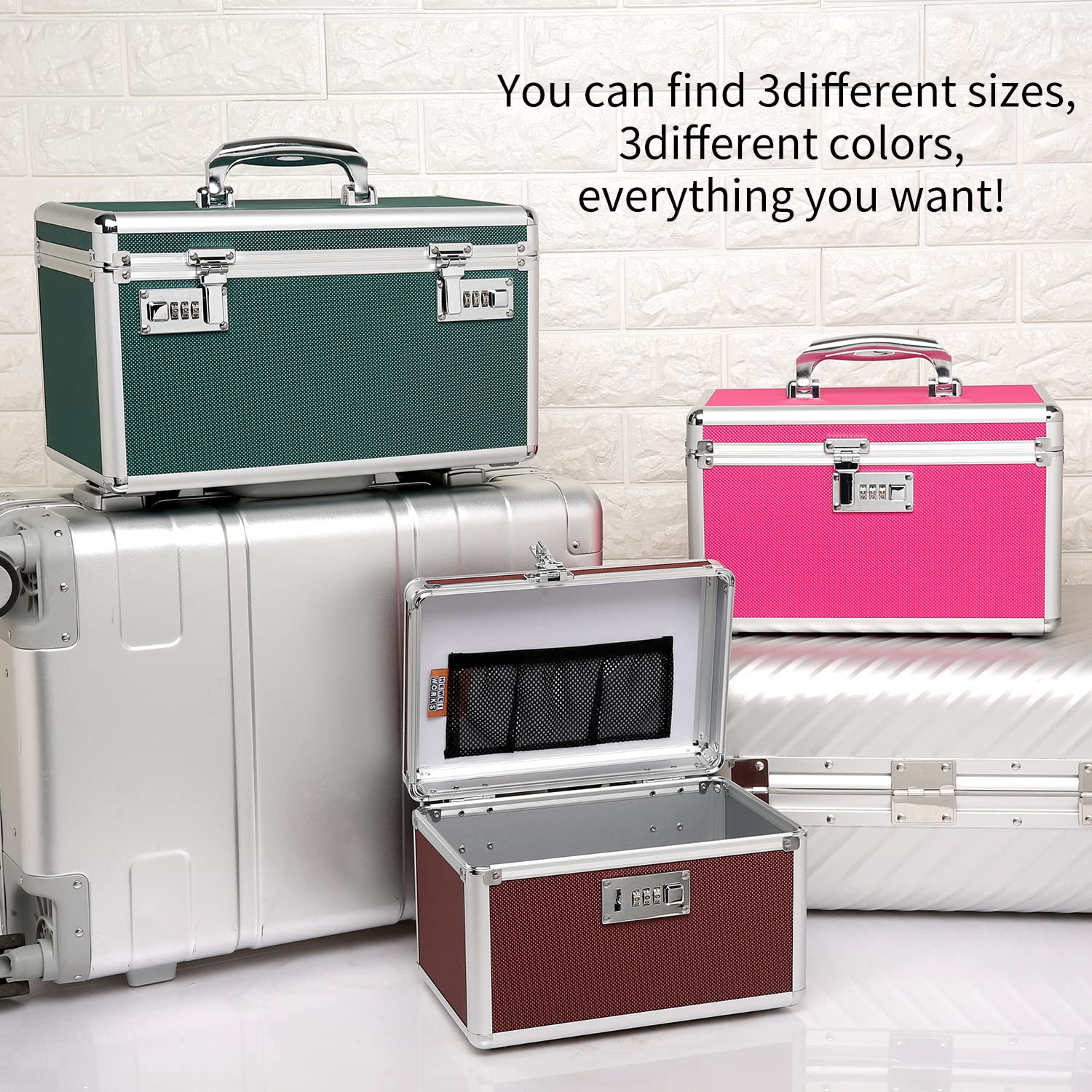 Combination Locking Medication Box with Portable Storage Case, 10.2''x 6.8''x 6.8'', Childproof Medicine Lock Organizer, Lockable Box for Documents & Valuables (Pink/Small)