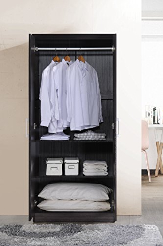 HODEDAH IMPORT Furniture 2 Door Wardrobe with Adjustable/Removable Shelves & Hanging Rod, Chocolate