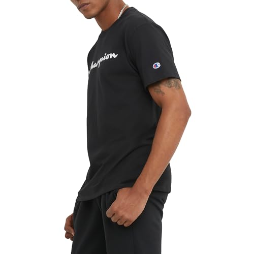 Champion Mens T-shirt, Classic Graphic Soft And Comfortable For Men, Script Logo (Reg. Or Big & Tall), Black Script, Small US