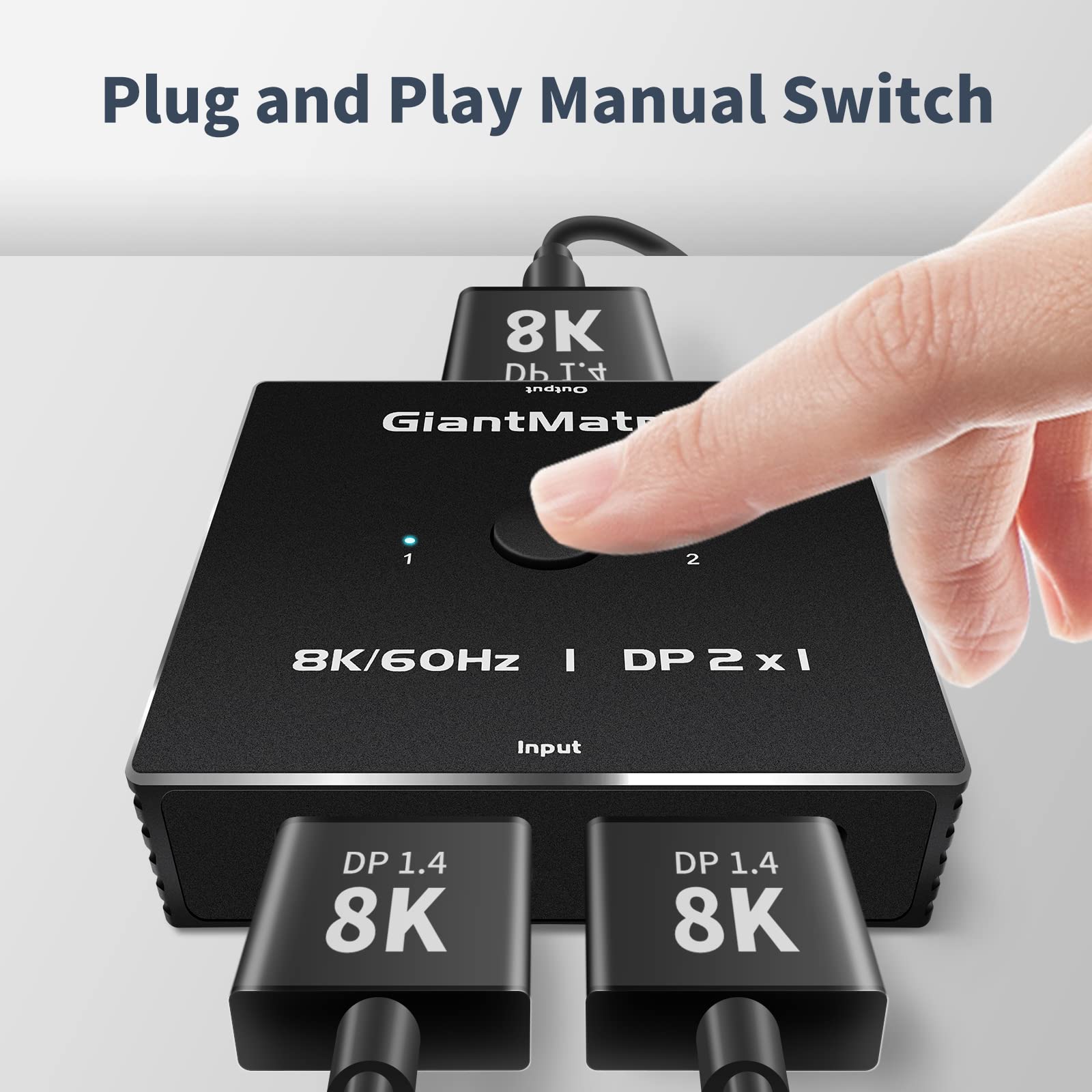 DP Switch 2 in 1 Out,Display Port Splitter 2 in 1 Out ,Display Port Switch Box 2 in 1 Out 8k 60HZ 4k 144HZ 4K 240HZ 4K 175HZ Not Bi-Directional