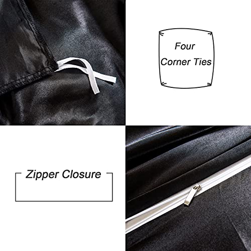 HOdo Home Satin Duvet Cover Twin Size, 3 Piece Silk Like Comforter Cover, Ultra Soft and Breathable Bedding Set with Zipper Closure & Corner Ties