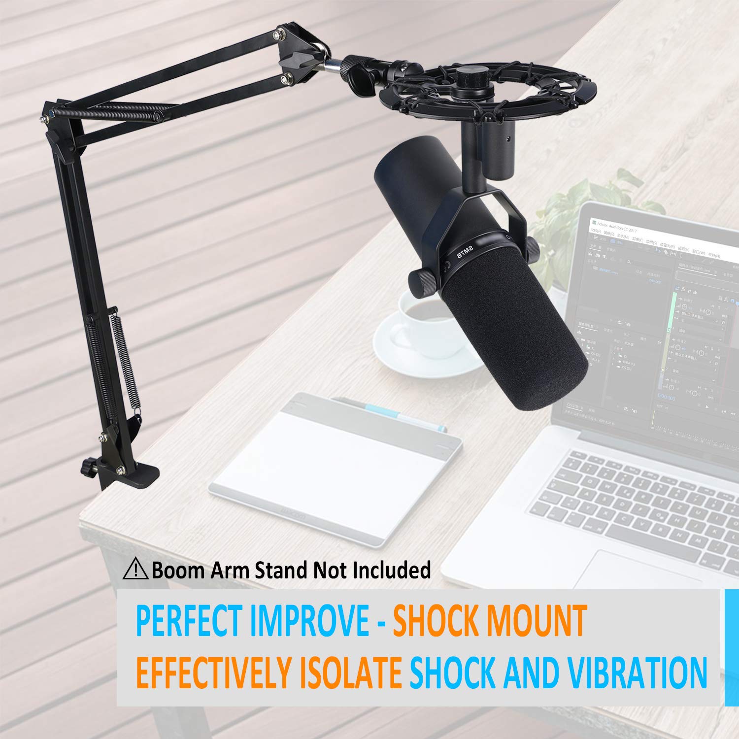 SM7B Shock Mount Reduces Vibration Noise Matching Mic Boom Arm Stand, Compatible for Shure SM7B Mic by YOUSHARES