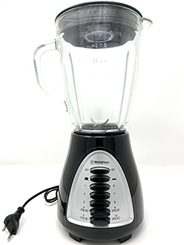 Westinghouse 220 Volts Blender WKBE1008BA -1.5L -10 Speed - Pulse Rotation - Stainless Steel Blade With Glass Jar 220-240 Volts (Not For USE IN USA)