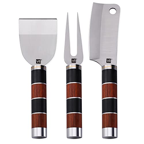 yq 3 Pieces Cheese Knives Set for Charcuterie Boards,Colorful Wooden Handle Cheese Knife Set for Soft Hard Cheeses,Parmesan Knife Cheese Cutter Serving Fork,Gift Box