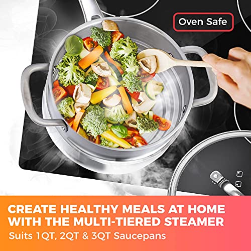 Mueller Pots and Pans Set 17-Piece, Ultra-Clad Pro Stainless Steel Cookware Set, Ergonomic and EverCool Stainless Steel Handle, Includes Saucepans, Skillets, Dutch Oven, Stockpot, Steamer and More