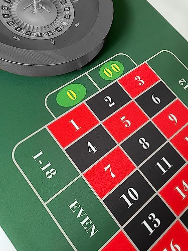 The Gaming Mat Company Roulette Table Mat for Casino Home Game Nights- Deluxe Vegas Roulette Table 35.5" x 71" x 0.12"- Big Mats Smooth Fabric Topper- Space for A Roulette Wheel- Double & Single Zero