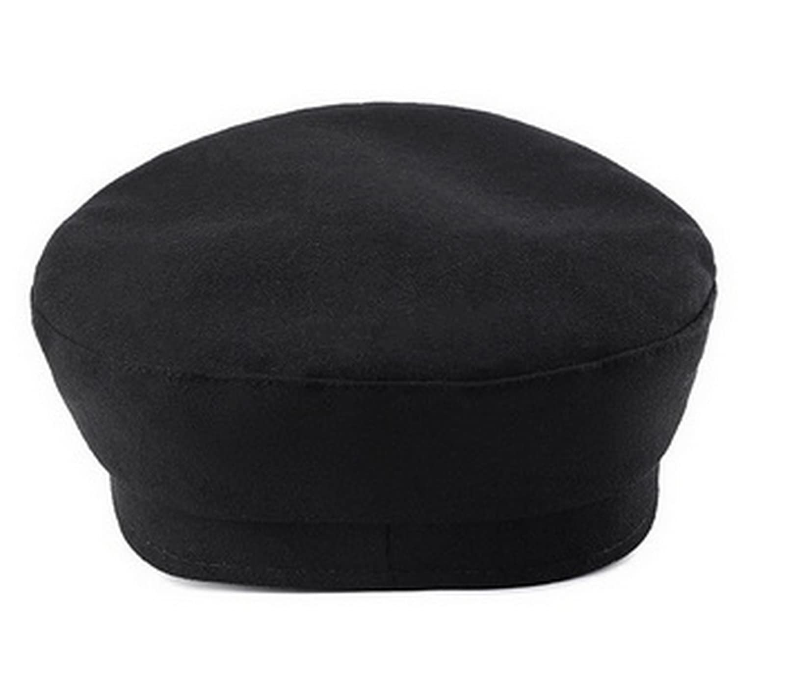 Brcus Men Women Yacht Captain Sailor Hat Newsboy Cabbie Baker Boy Peaked Beret Cap Black