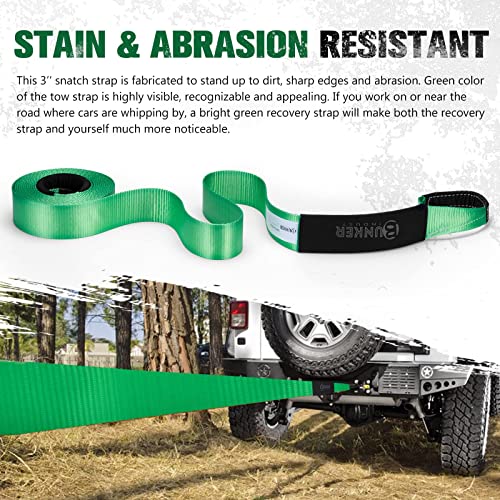 BUNKER INDUST Heavy Duty Tow Strap,3" x 30ft Snatch Strap 30,000 lbs Recovery Strap Winch Tree Saver Strap Emergency 4x4 Off Road Gear Towing Accessories for Truck Jeep ATV UTV