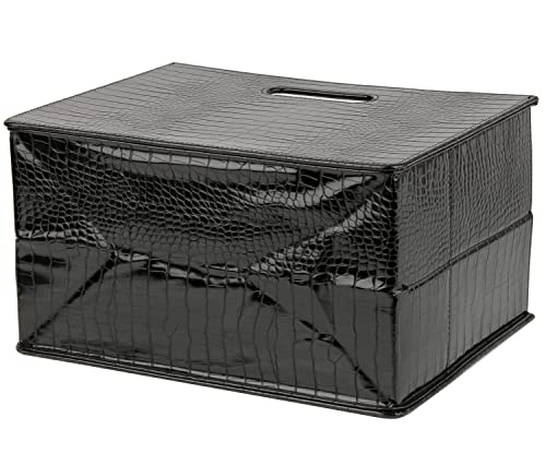 HofferRuffer Magazine Basket Holder, Foldable Magazine Rack, Document File Holder Organizer, File Folder, Newspaper Storage Bin Organizer for Home or Office, Home or Office (Black)