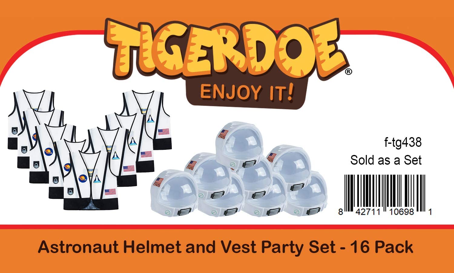 Tigerdoe - Astronaut Costume for Kids - Vests, Helmets, and Astronaut Party Favors - Outer Space Party - NASA Party (Astronaut Vests and Helmets)