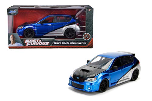 Jada Toys Rubber Tires 1:24 Fast & Furious - Brian's Subaru Impreza WRX STI, Blue (99514)