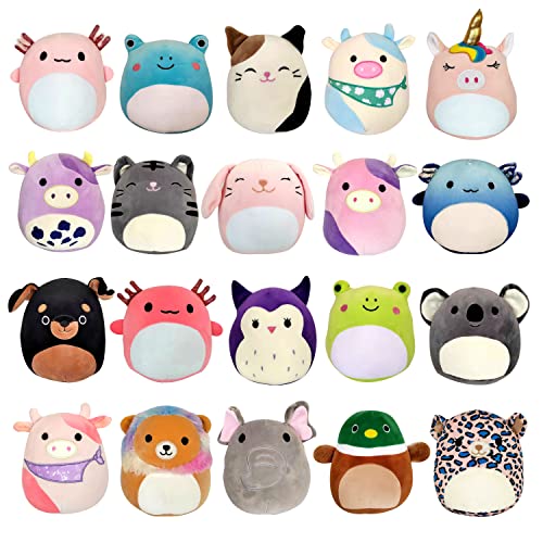 SQUISHY PLANET - 8" Plush Pillow - 5 Pack in Super Mystery Box (+ Pack Crayons) - Decorative Pillows for Bed, Sofá or Chair Cute Plushies Jumbo - Great Gift!