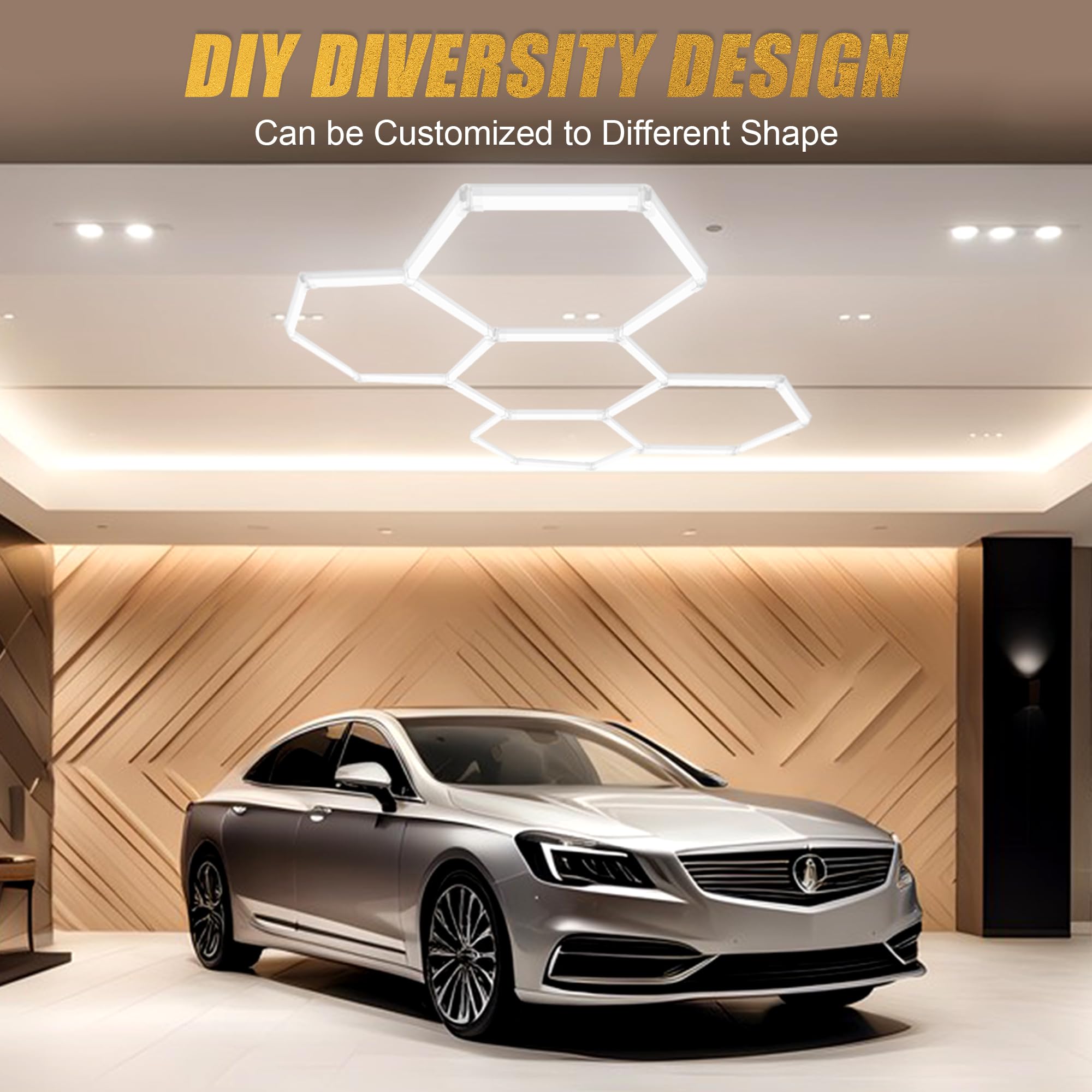 Dimgogo Hexagon LED Garage Ceiling Lights,25 Pack 17280LM Super Bright LED car Lights for Warehouse Basement Workshop Gym Car Detailing Shop Wash Room