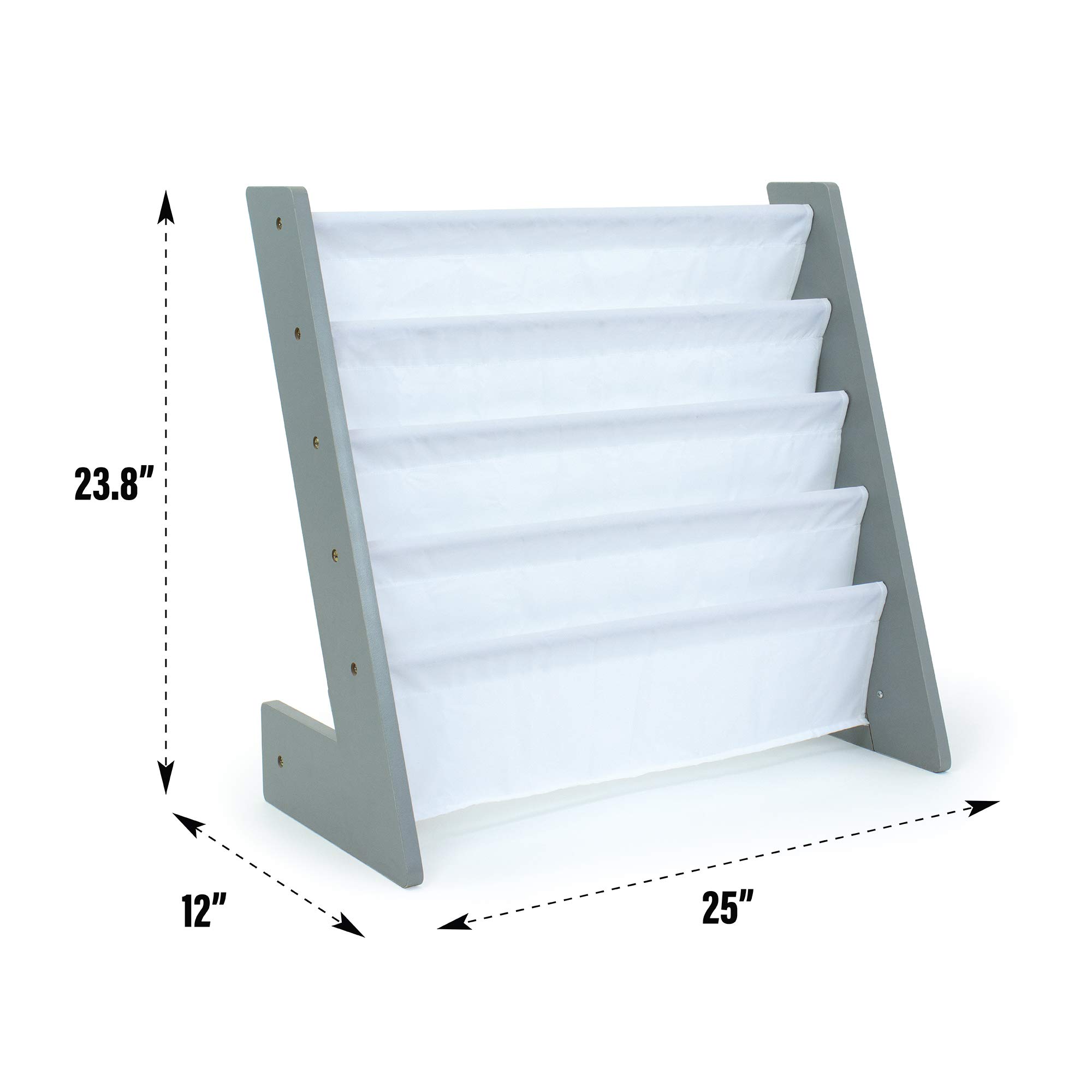 Humble Crew Kids Bookshelf 4 Tier Book Organizer, Inspire Collection, Grey/White