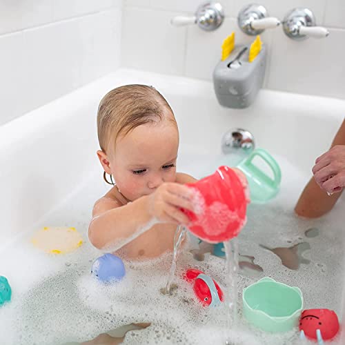 Dr. Brown's CleanUp Bath Time Essentials, Sit & Splash Non-Slip Dino Bath Stickers, Float & Hatch Dino Eggs Nesting Bath Toy, and Pour & Roar Watering Can, 6m+, BPA Free, Certified Plastic Neutral