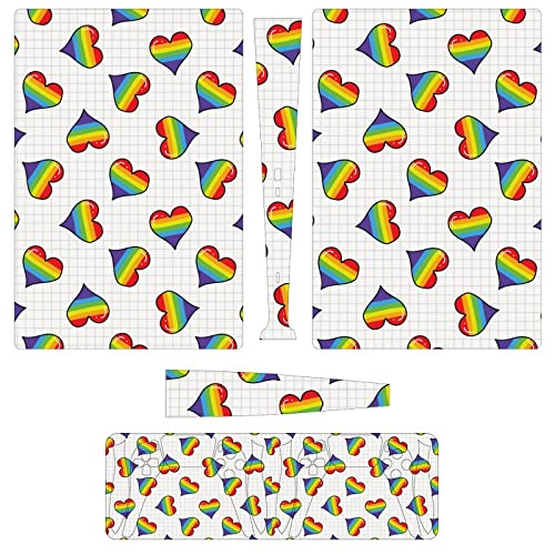 Cute Gay Hear Full Protective Skin Cover Design Wrap Decal Sticker Compatible with PS5 Digital Edition Console and Controller