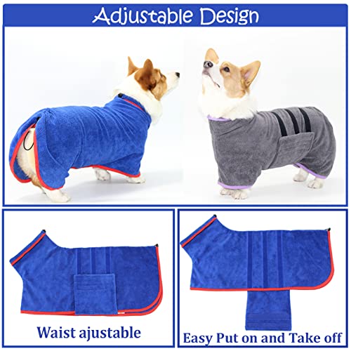 HhiMyOct Dog Drying Coat - Fast Drying Dog Towel Robe - Microfiber Dog Drying Bag Super Absorbent Pet Bathrobe, Adjustable Collar & Belly Strap Fast Drying Coat Pet Dog Cat Bath Robe Towel
