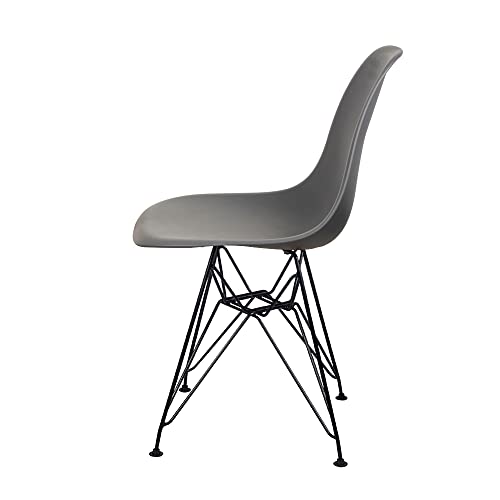GIA Contemporary Armless Dining Chair with Black Metal Legs, Set of 1, Dark Gray