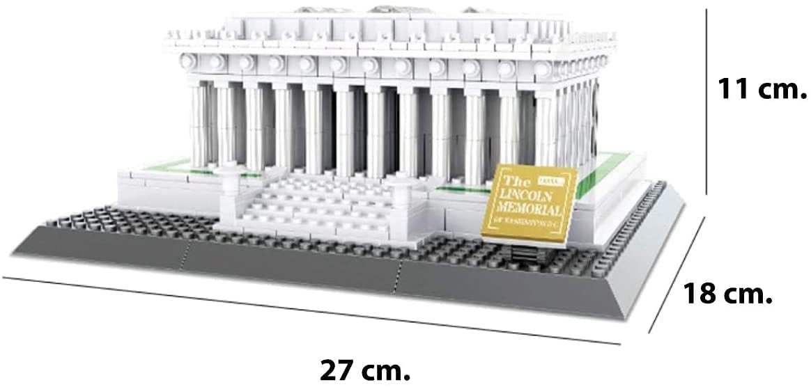 The Lincoln Memorial Building Blocks Toy Bricks Well Detailed Set Architecture Toy Gift for Adults and Teens Washington DC Bricks Modular Set with Memorial Sign Marker for Teens and Adults