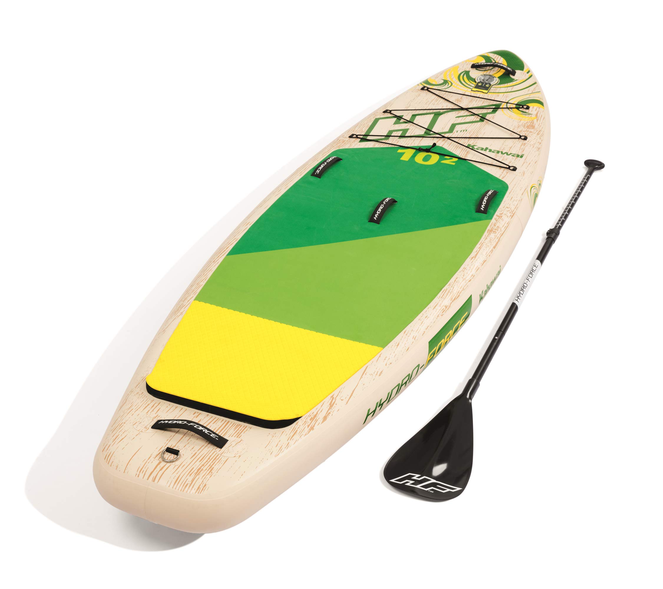 Bestway Hydro Force Kahawai Inflatable 10' Stand Up Paddle Board Water Sport Set with Aluminum Paddle, Hand Pump, Coiled Leash, and Backpack Green