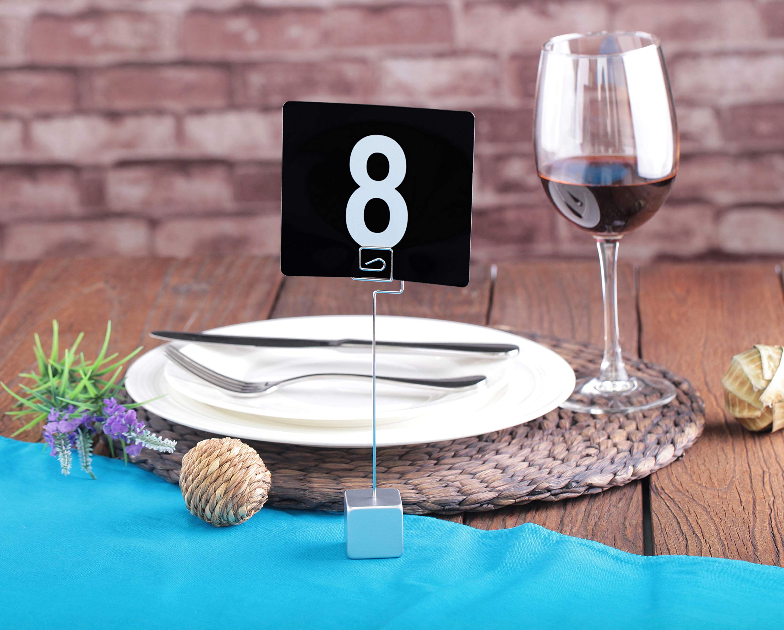 New Star Foodservice 27938 Wire Square Base/Table Number Holder/Number Stand/Place Card Holder, 7-Inch, Set of 5
