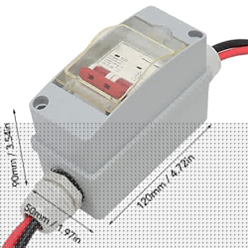 Focket 32A 500V PV DC Disconnect Switch, MCB 2P Solar Current Sink Load Switching Air Miniature Circuit Breaker with IP65 Waterproof Distribution Box for Panel (with Cable and Connector)