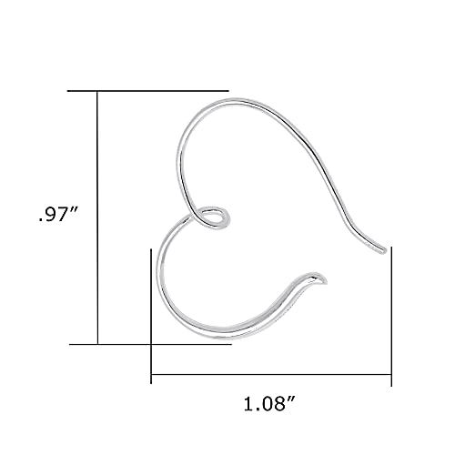 Boma Jewelry Sterling Silver Polished Heart Pull Through Hoop Earrings