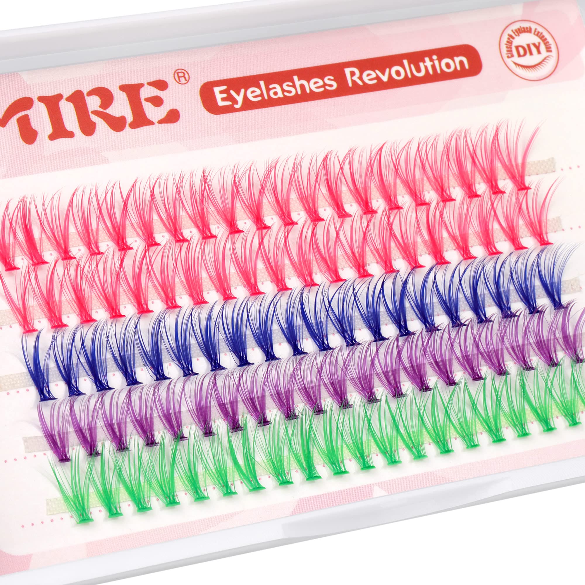 Colored Lash Clusters Individual Eyelashes 100Pcs DIY Eyelash Extensions 4 Colors Pink Lashes 14mm 3D Effect Individual Eyelashes Clusters Natural Look CC Curl Wispy Extension Reusable Pack by JIMIRE