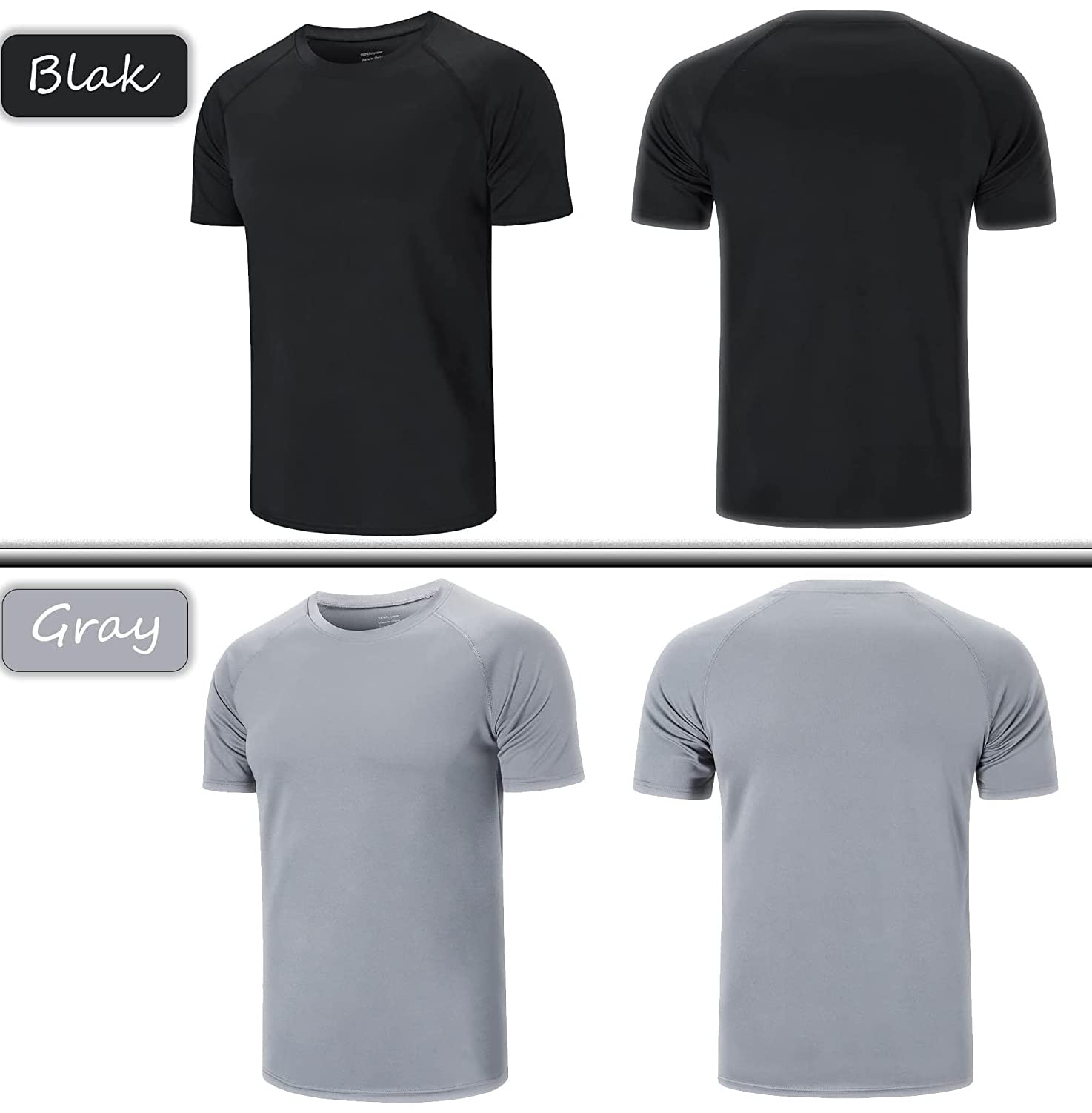 Cimic Workout Shirts for Men, 5 Pack Mens Crew Neck Casual Gym Shirts Short Sleeve Plain Athletic Moisture Wicking Dry Fit Active T-Shirts