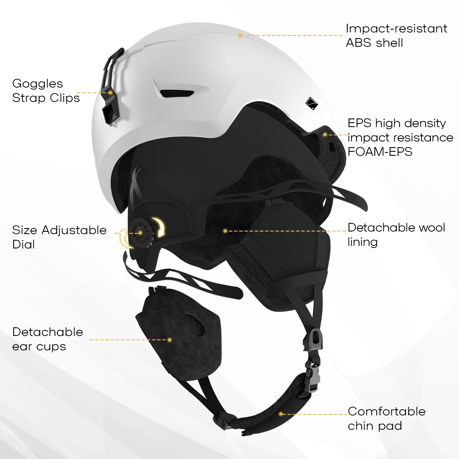 DBIO Snowboard Helmet, Ski Helmet for Adults-with 9 Adjustable Vents, ABS Shell and EPS Foam, Snow Helmets for Men and Women