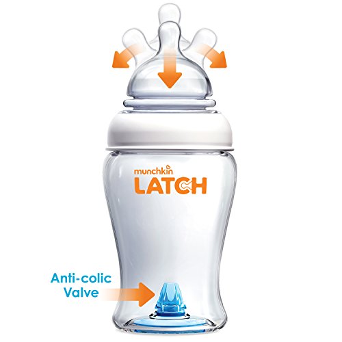 Munchkin® Latch™ Anti-Colic Baby Bottle with Ultra Flexible Breast-like Nipple, BPA Free, 8 Ounce, 3 Pack
