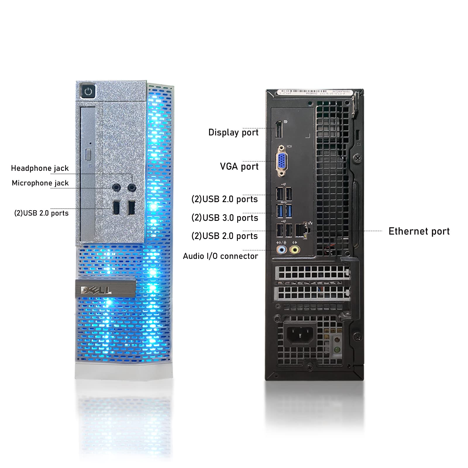Dell PC Treasure Box RGB Desktop Computer Intel Quad Core I5 up to 3.6G, 8G RAM, 256G SSD, WiFi & Bluetooth, RGB Gaming PC Keyboard & Mouse, DVD, Windows 10 Pro (Renewed) (Moonlight Silver)