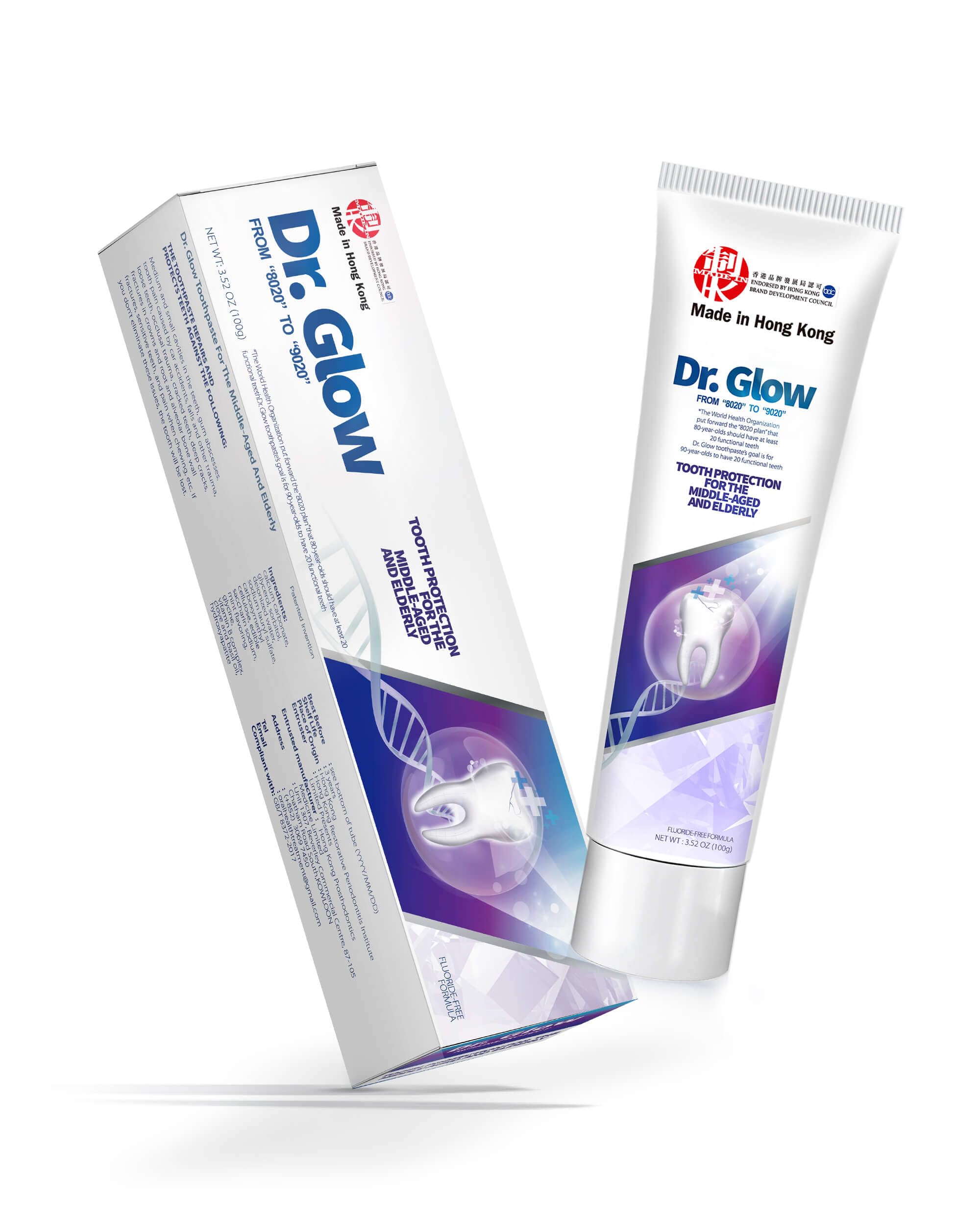 Dr. Glow Gingivitis Treatment Toothpaste for Elderly & Mid-Aged, Gum Repair for Receding Gums Hydroxyapatite Toothpaste, Periodontal Disease Treatment for Seniors, Fluoride Free Gum Disease Treatment